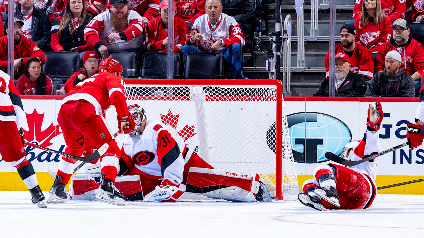 The referees hand Detroit the overtime win after the Hurricanes erase a ...