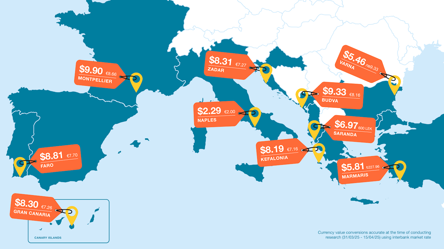 Mapped: The Cheapest European Destinations for an Aperol Spritz