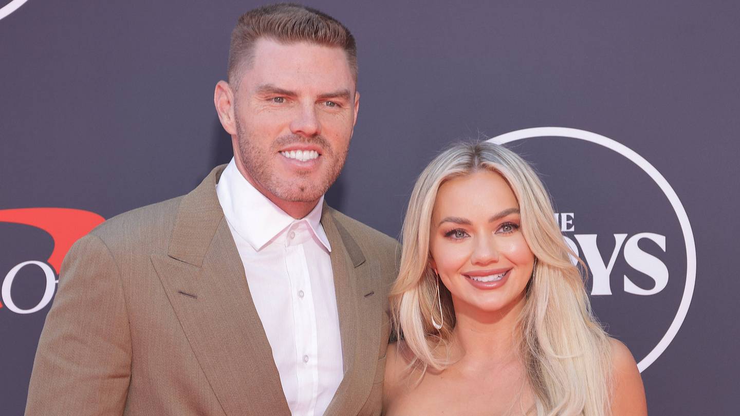 Freddie Freeman’s wife Chelsea shows off sparkly disco ball fit with ...