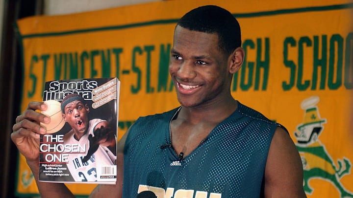 High School Jersey Worn by LeBron James on the Cover of Sports ...