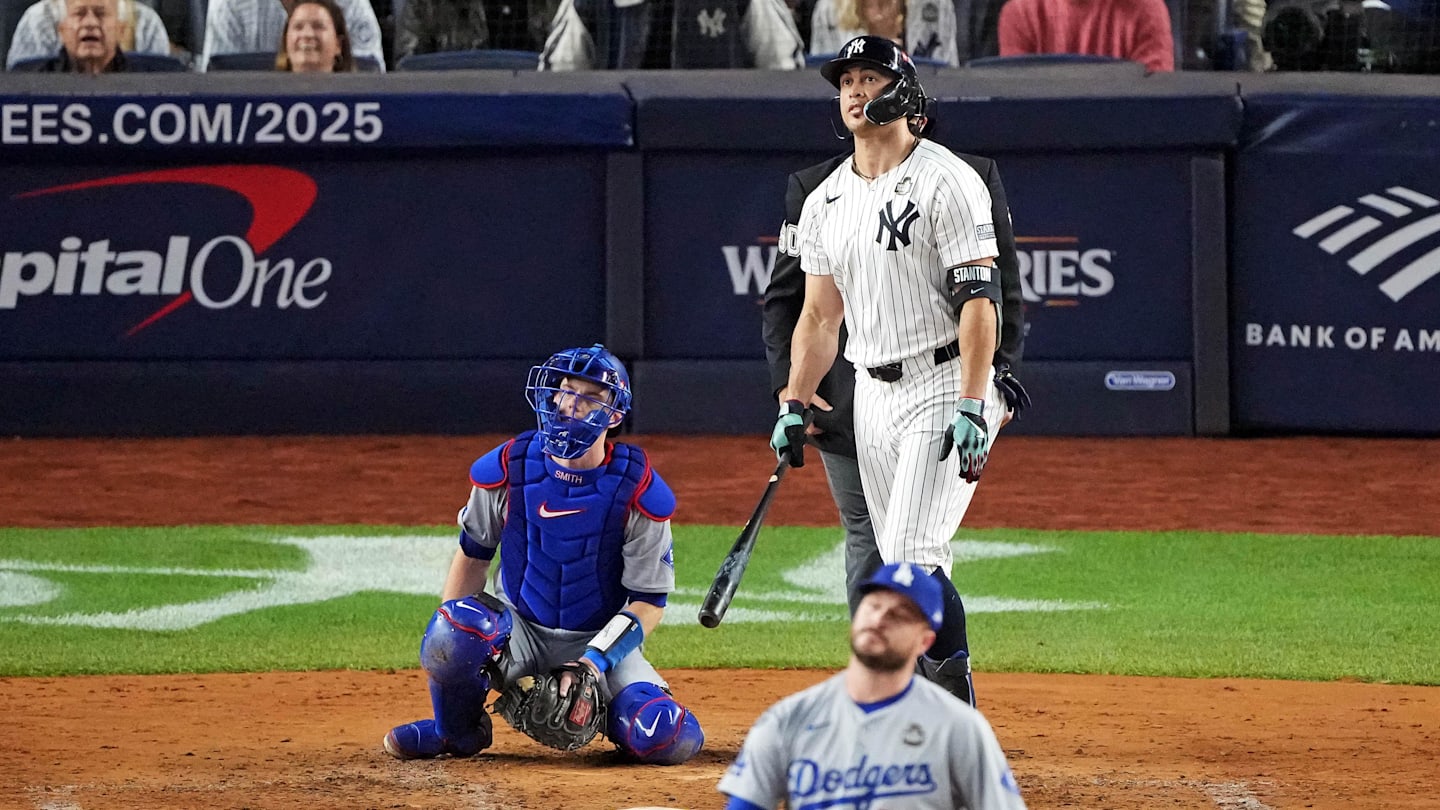 Giancarlo Stanton's historic Yankees HR interrupts Aaron Boone interview in best way