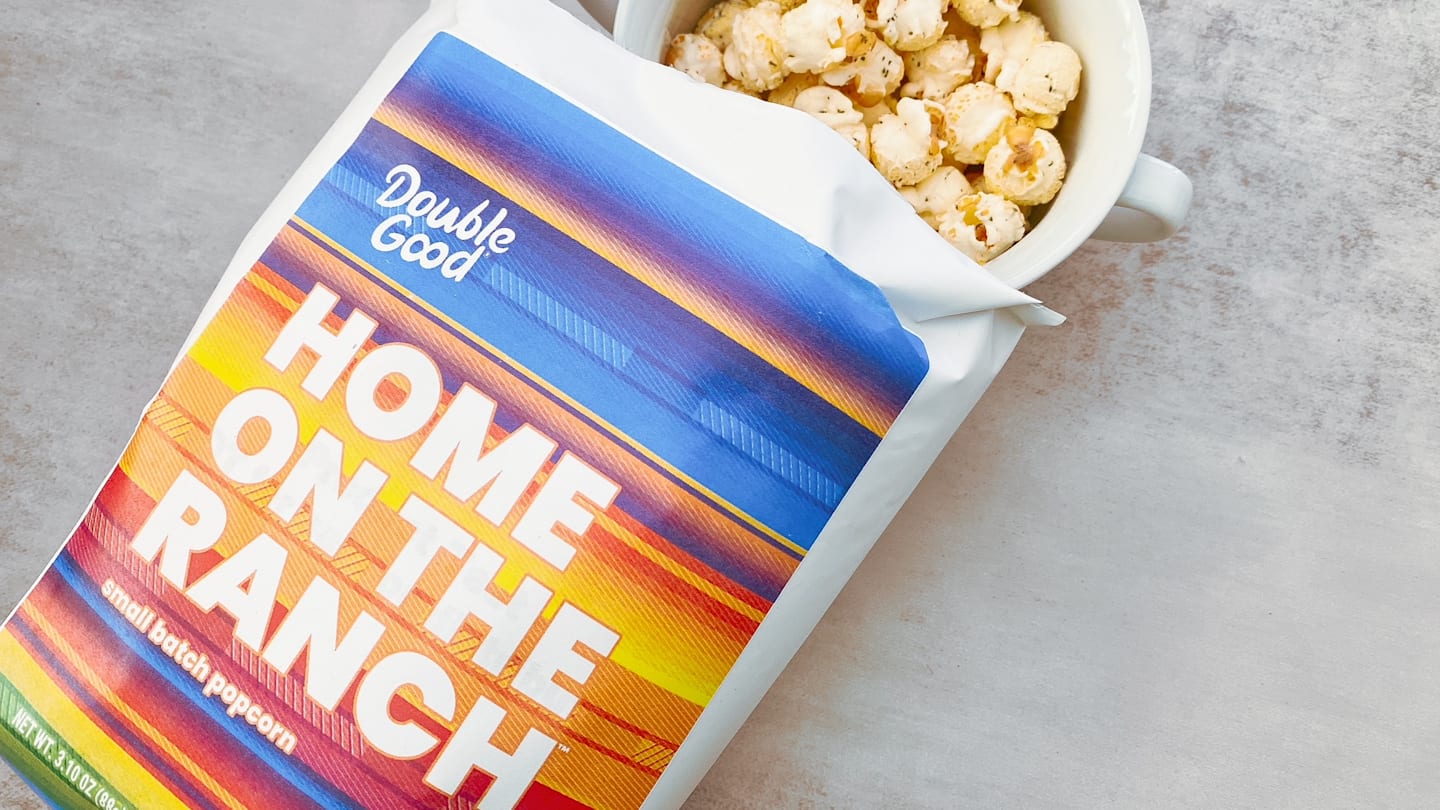 Double Good Popcorn Home on the Ranch is the ultimate tangy snack food