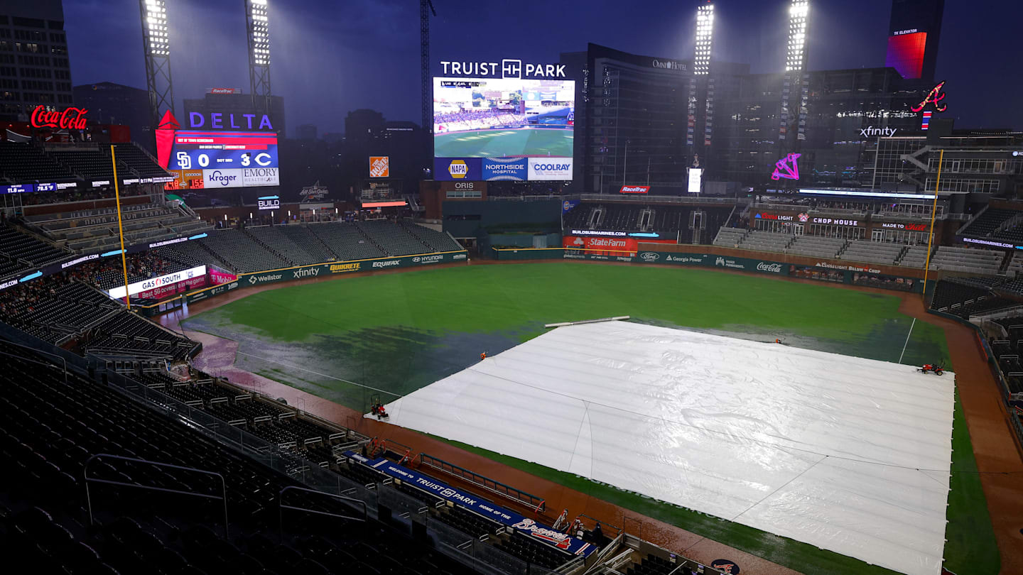 Braves-Angels start time: Rain delay updates from Truist Park
