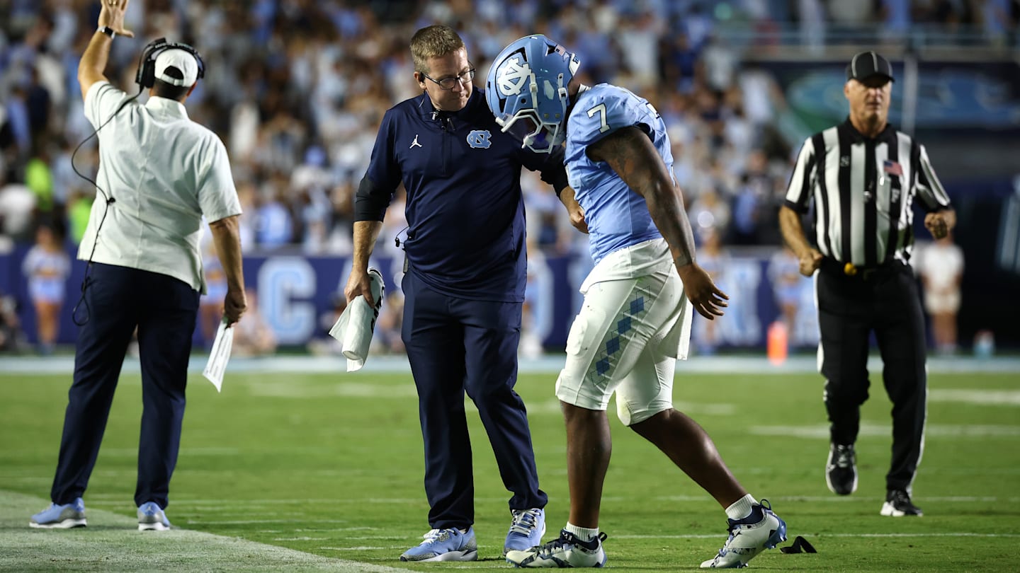 ESPN cameras caught UNC QB Gio Lopez hobbling off the field and it ...