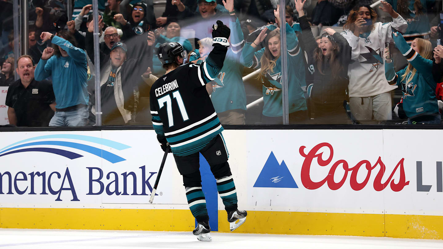Celebrini's 3rd career hat trick single handedly lifts Sharks past the ...