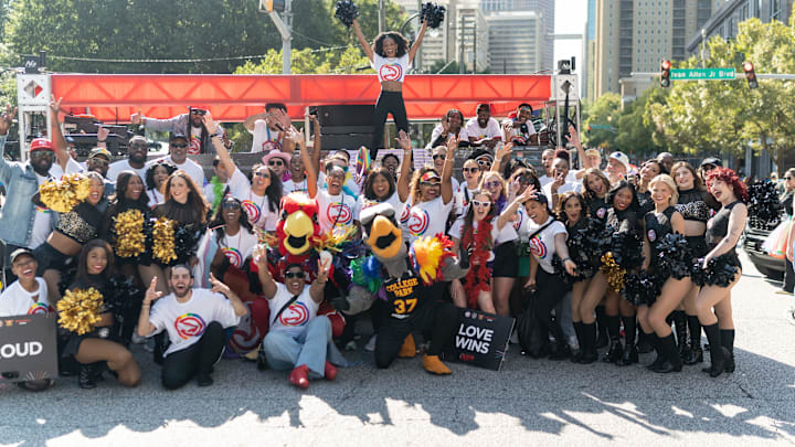 LOOK: Hawks, SkyHawks Celebrate Love Out Loud At 2024 Atlanta Pride Parade