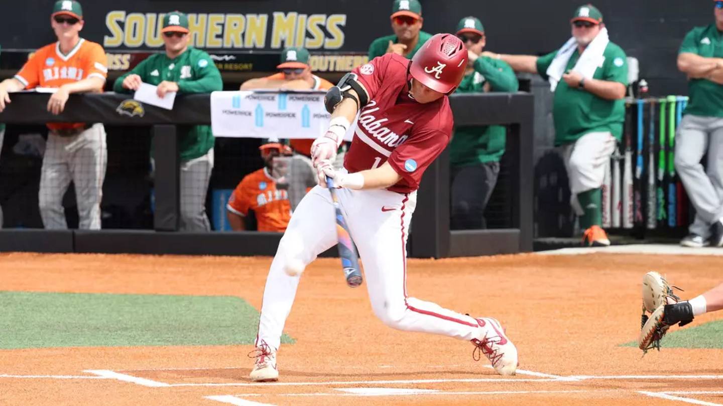 Alabama's Bats Fall Short in Regional Loss to Miami