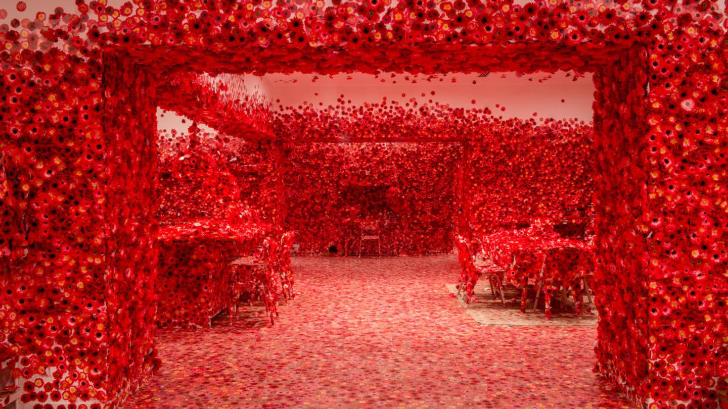 Yayoi Kusama's Flower-Filled Installation Has Art Lovers Seeing Red