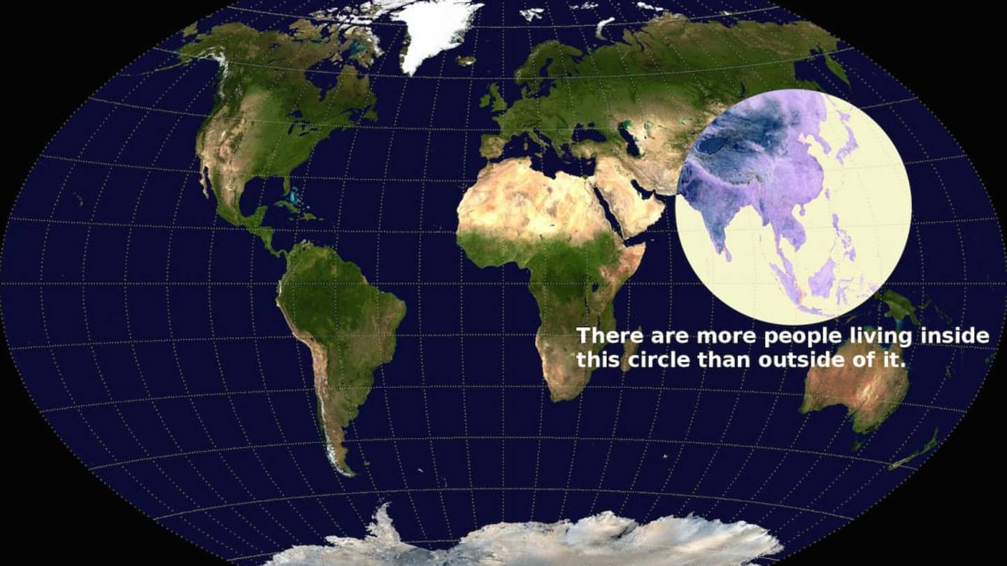 Most of the World’s Population Lives Within This 2500-Mile Radius