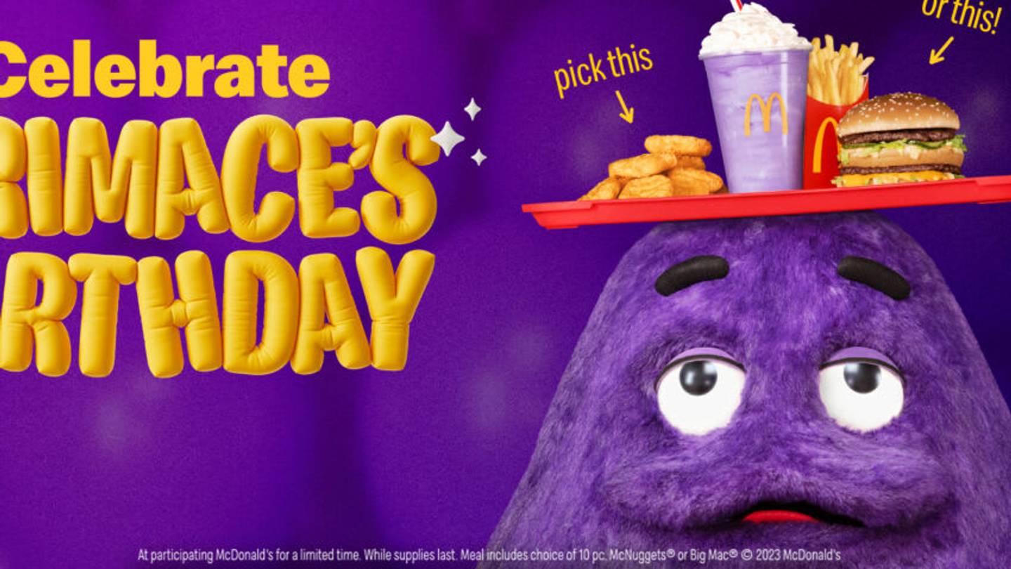 McDonald’s adds new Grimace birthday meal and shake