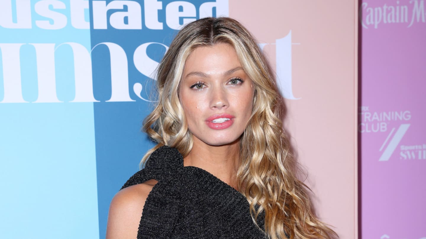 Si Swim Model Maggie Rawlins Sports A Golden Stringy Bikini For An