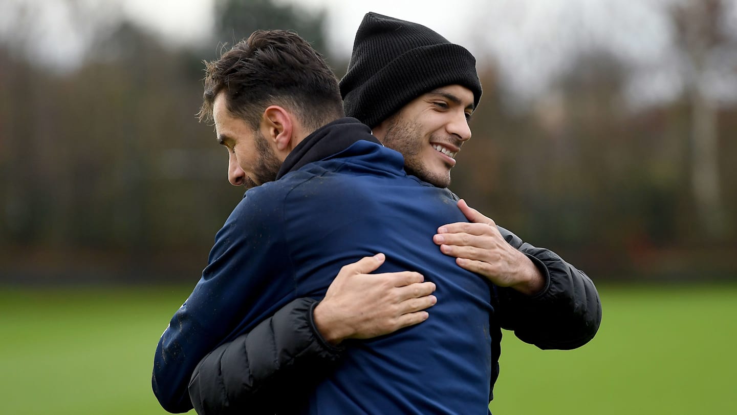 Raul Jimenez Pictured at Wolves Training Complex Following Head Injury