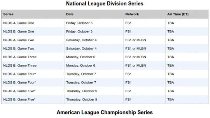 2014 MLB postseason schedule released