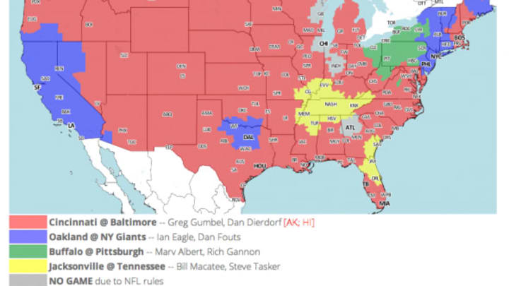 NFL TV Schedule Coverage Map Week 10