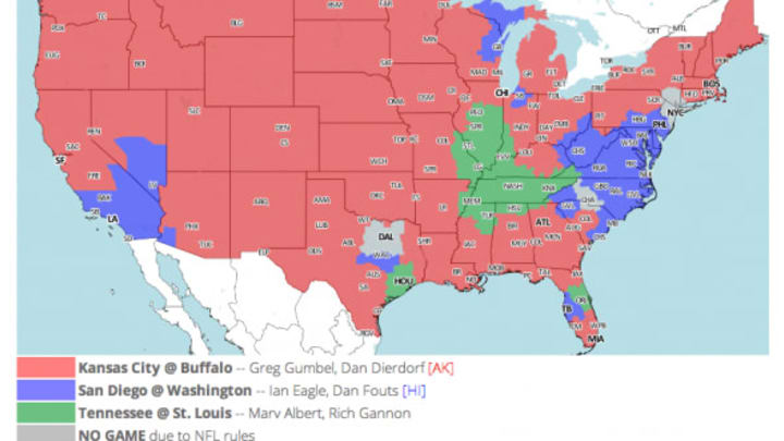 NFL TV Schedule Coverage Map Week 9