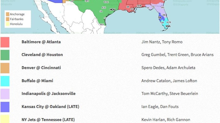 NFL coverage map 2018: TV schedule Week 13