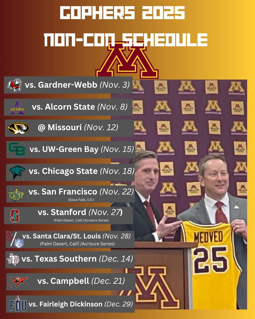 Gophers basketball announces 2025 nonconference schedule with limited ...