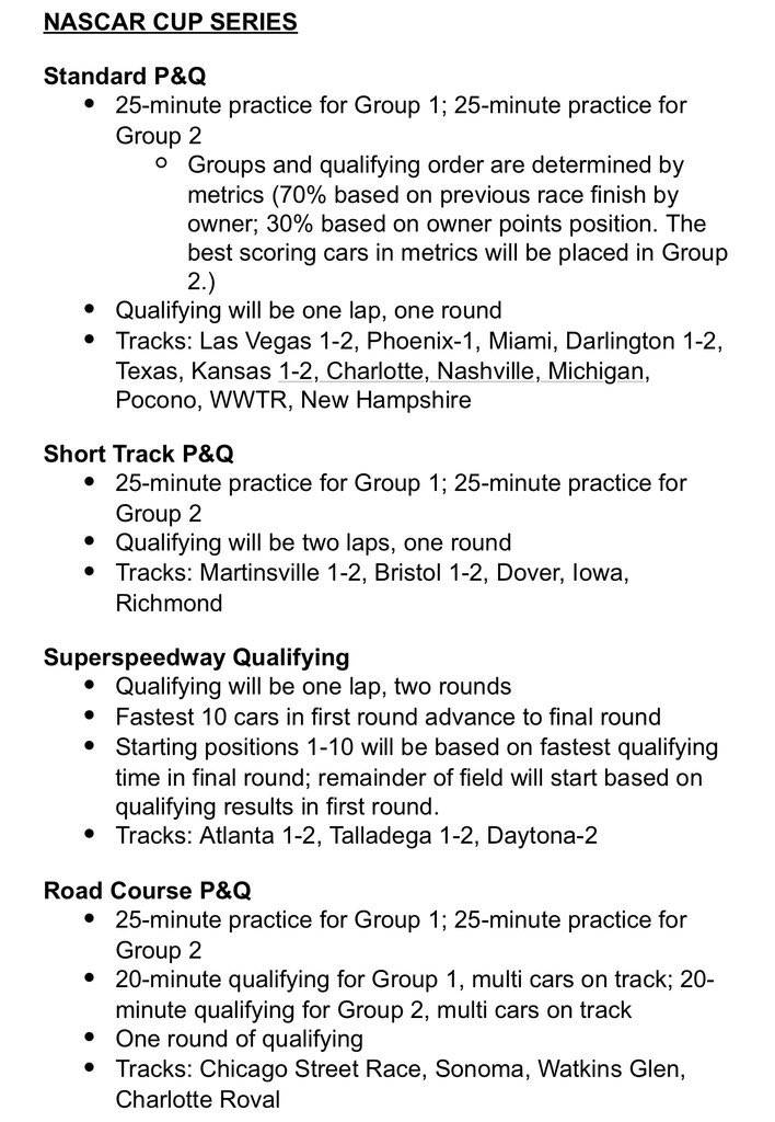 NASCAR Updates Practice and Qualifying Procedures for 2025
