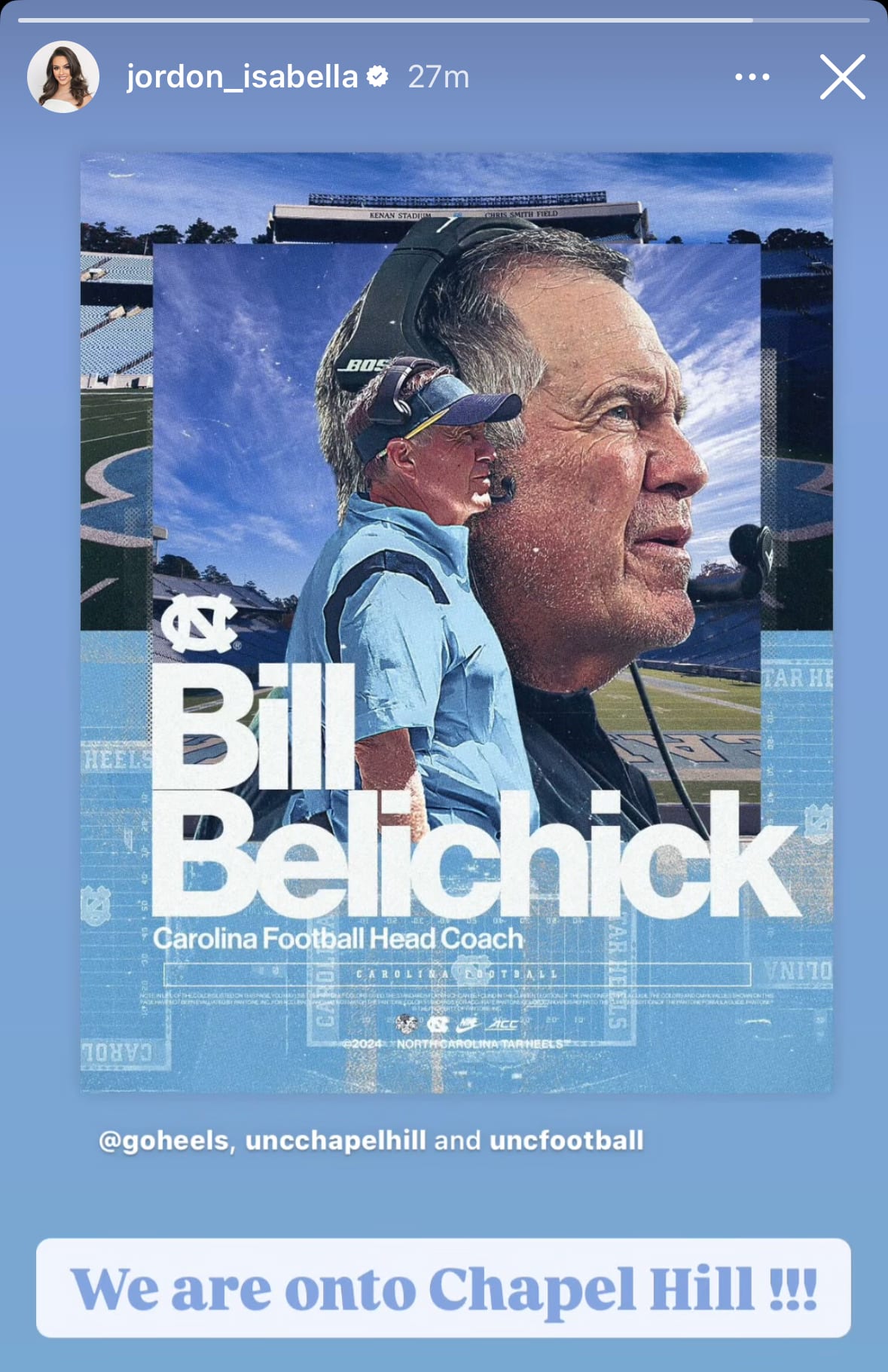 Girlfriend Jordon Hudson celebrates Bill Belichick’s UNC gig with sweet ...