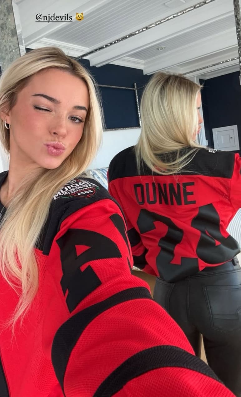 Livvy Dunne gets a little naughty in custom New Jersey Devils fit selfie