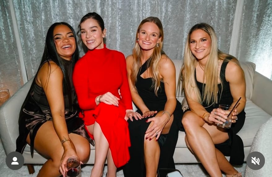 Hailee Steinfeld crushes Josh Allen at Bills Christmas party in fire-red high-slit go