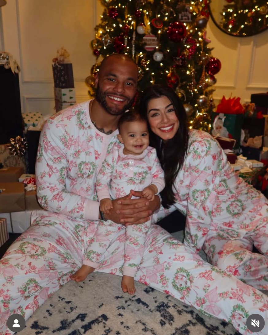 Dak Prescott is all smiles with fiancée, baby daughter in matching pink ...
