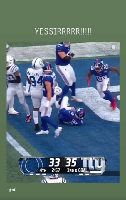 Drew Lock's wife Natalie swoons over Giants QB's breakout performance