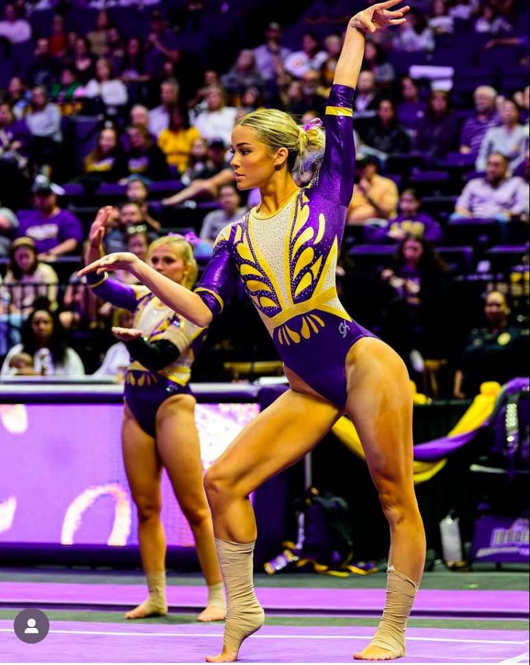Livvy Dunne Shows Off LSU Gymnastics Flexibility In Shimmering Purple