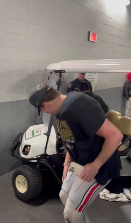 Ryan Day, Will Howard crash in golf cart after Ohio State national ...