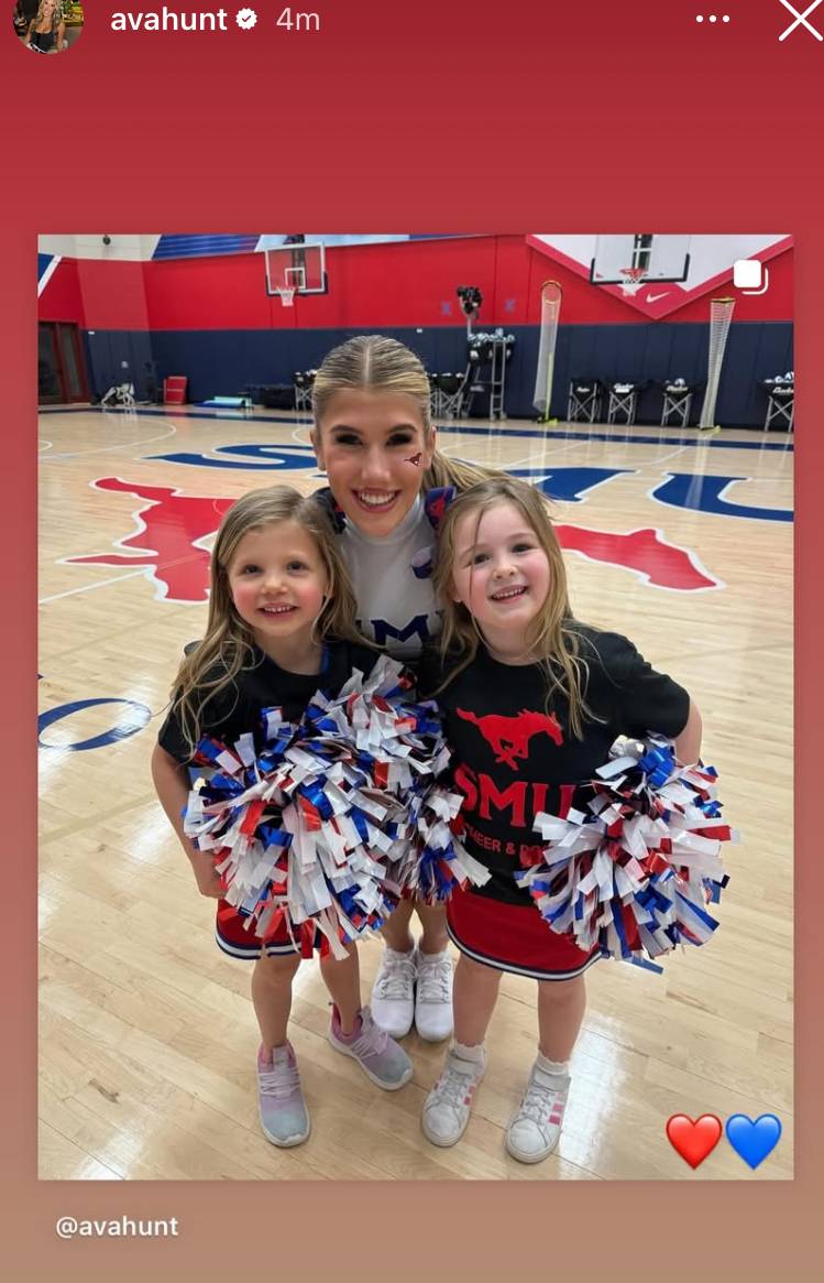 Chiefs heiress Ava Hunt matches adorable SMU kids with her cheerleader fit