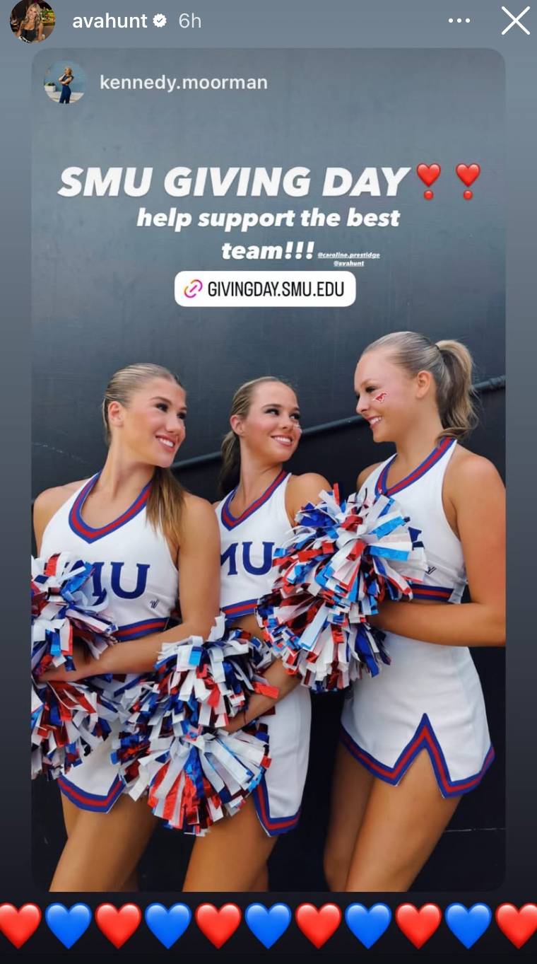 Chiefs heiress Ava Hunt wows in SMU cheerleader uniform with teammates