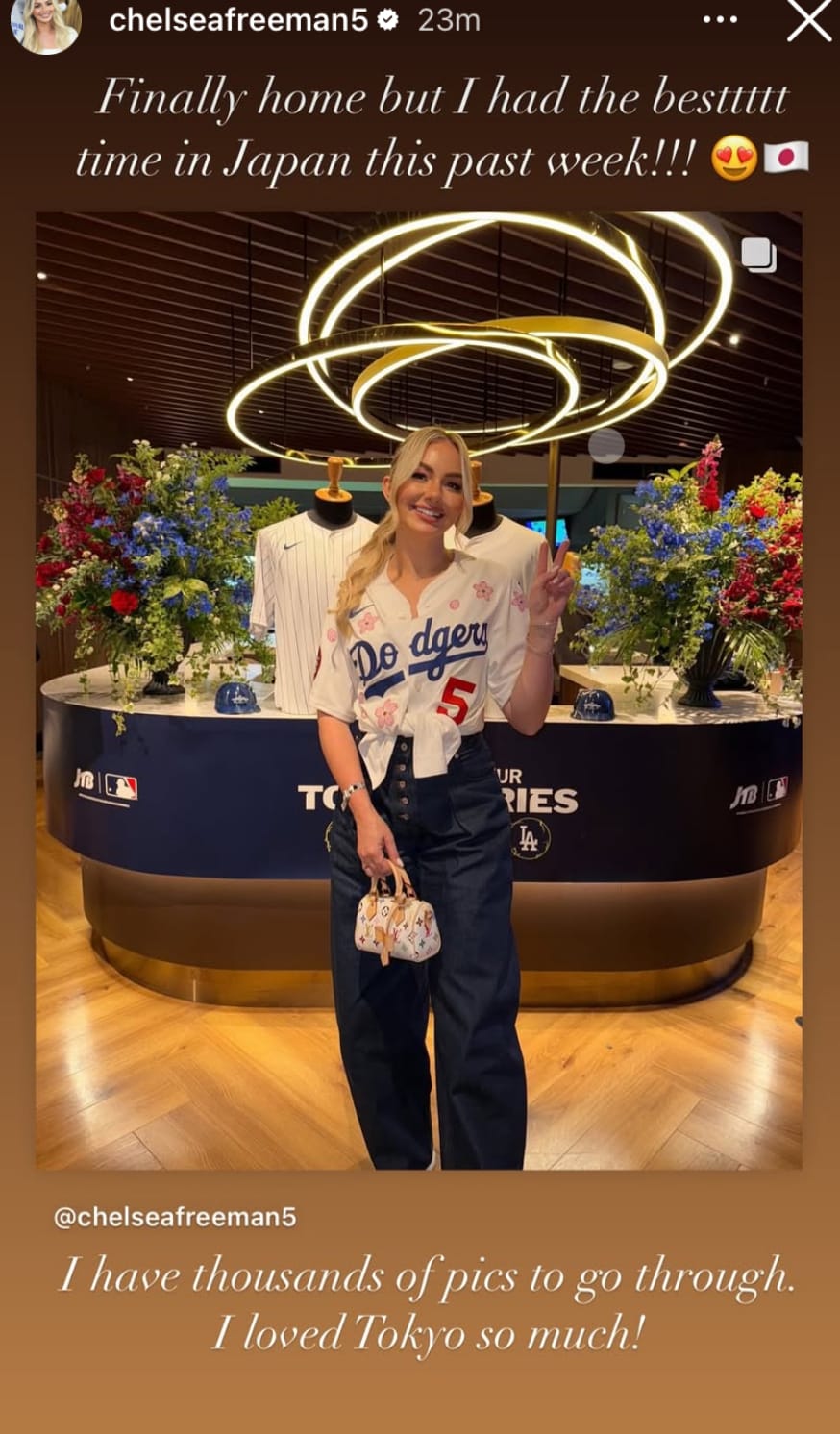 Chelsea Freeman rocks custom Dodgers Japan jersey with heartfelt note ...