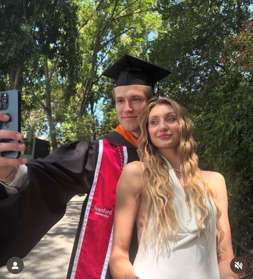 Cameron Brink’s unreal white dress steals fiancé’s Stanford graduation ...