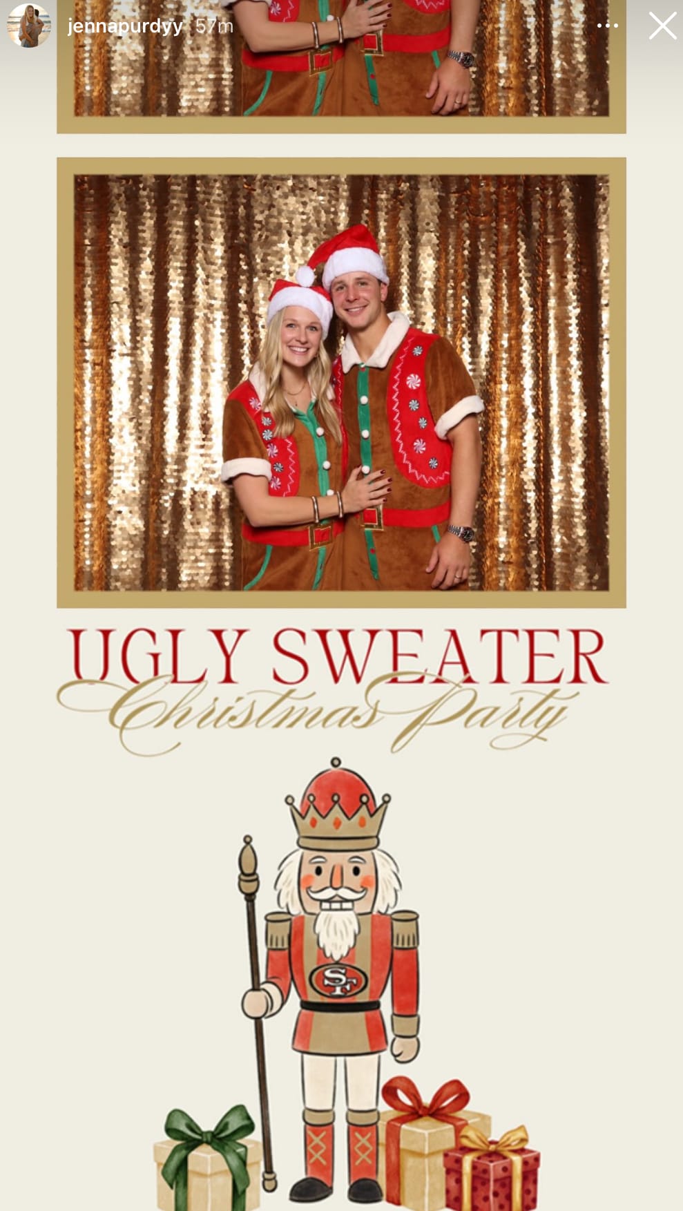 Brock Purdy, wife Jenna rock matching fits for 49ers ugly sweater ...