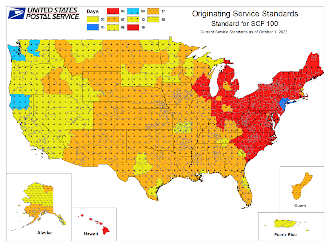 This USPS Map Will Help You Figure Out When Your Letter Will Arrive